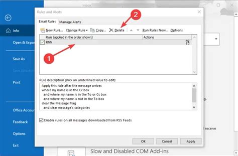 Outlook Rules Not Working Automatically
