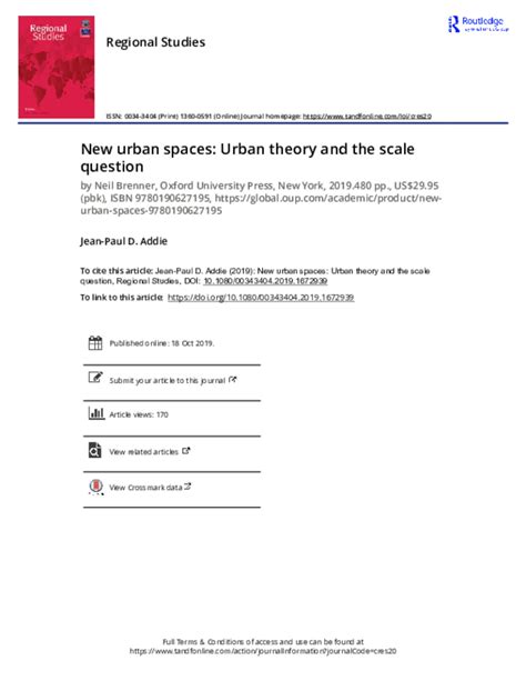 Pdf New Urban Spaces Urban Theory And The Scale Question