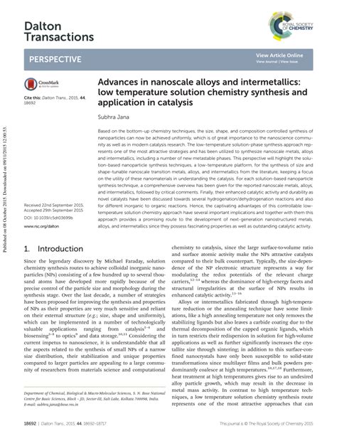 Pdf Advances In Nanoscale Alloys And Intermetallics Low Temperature Solution Chemistry
