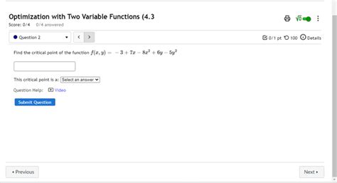 Solved Optimization With Two Variable Functions 43 Score