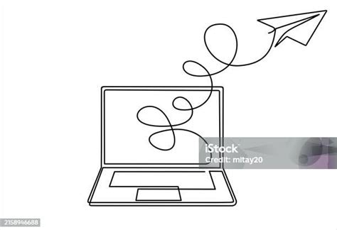 노트북과 봉투 전자 메일 목록 건물 그림 연속적인 한 라인 아트 그림 로고 엠블럼 슬라이드 쇼 및 배너에 사용할 수 있습니다 0명에 대한 스톡 벡터 아트 및 기타 이미지