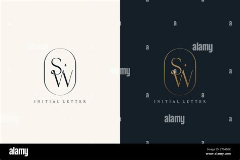 Premium Sw Logo Monogram With Gold Circle Frame Luxury Initials Design Minimal Modern Typeface