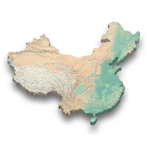 중국의 3d 아이소메트릭 구호 지도 프리미엄 벡터