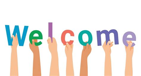 Group Of Hands Holding Welcome Colorful Letter Words 34844132 Vector