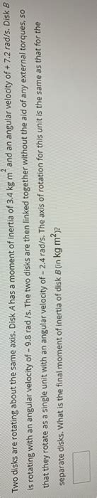 Solved Two Disks Are Rotating About The Same Axis Disk A