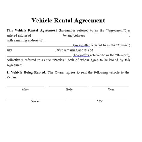 Vehicle Lease Agreement Template Free Best Templates Resources
