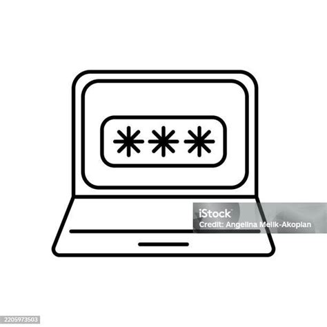 안전한 로그인 액세스를 위한 암호 입력 프롬프트를 표시하는 랩톱 화면의 그림 0명에 대한 스톡 벡터 아트 및 기타 이미지 0명 노트북 데이터 Istock