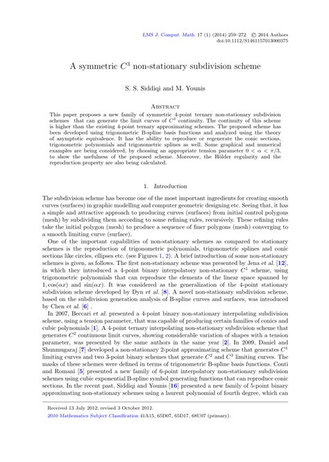 Pdf A Symmetric C 3 Non Stationary Subdivision Scheme