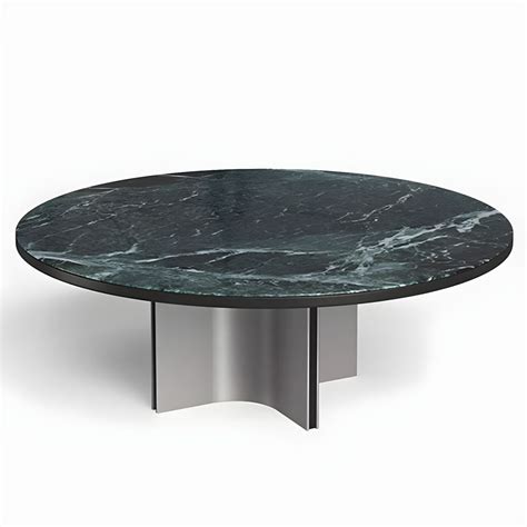Elegant Round Marble Dining Table With Silver Metal Pedestal Base