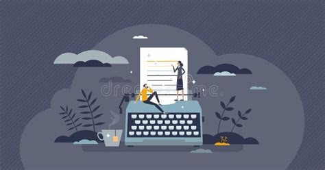 Literature Art Form With Creative Author Book Writing Tiny Person Concept Stock Vector