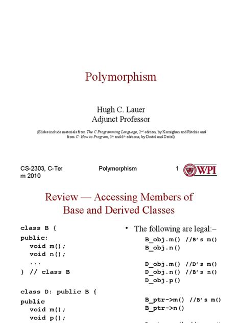 Polymorphism Hugh C Lauer Adjunct Professor Pdf