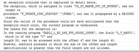 solved data offset length too large for table sap community
