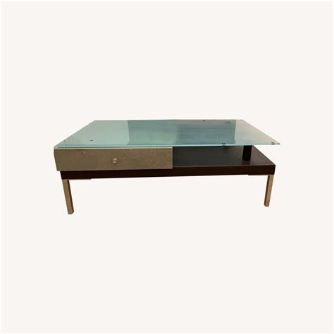 Contemporary Frosted Glass Top Coffee Table Aptdeco