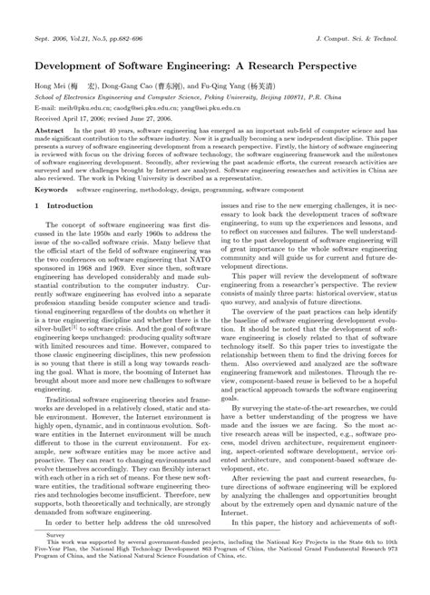 Pdf Development Of Software Engineering A Research Perspective