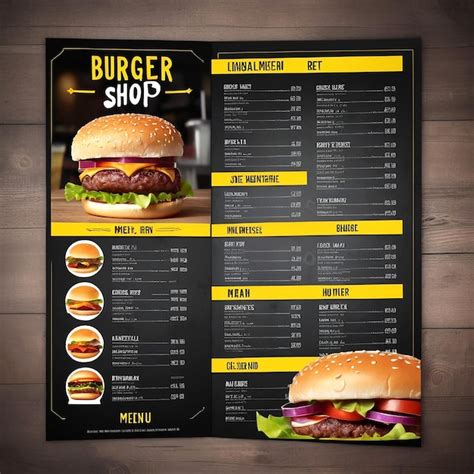 Premium Photo Menu Design For Burger Shop