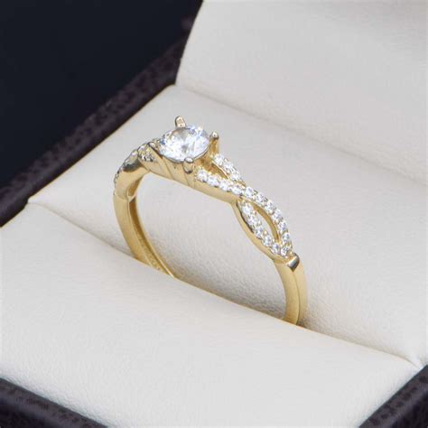 Anillo De Compromiso De Oro 14k Con Zirconias Joyería Alahas
