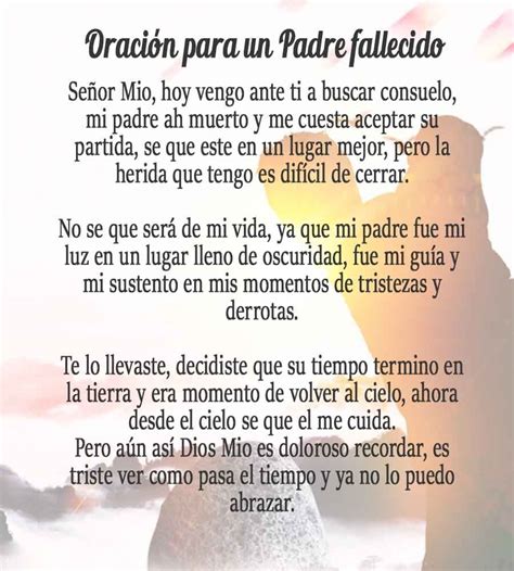 Hermosa Oración Para Un Padre Fallecido 【 Te Amamos 】 Oraciones De Consuelo Frases Para