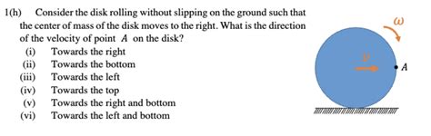 Solved 1 H Consider The Disk Rolling Without Slipping On