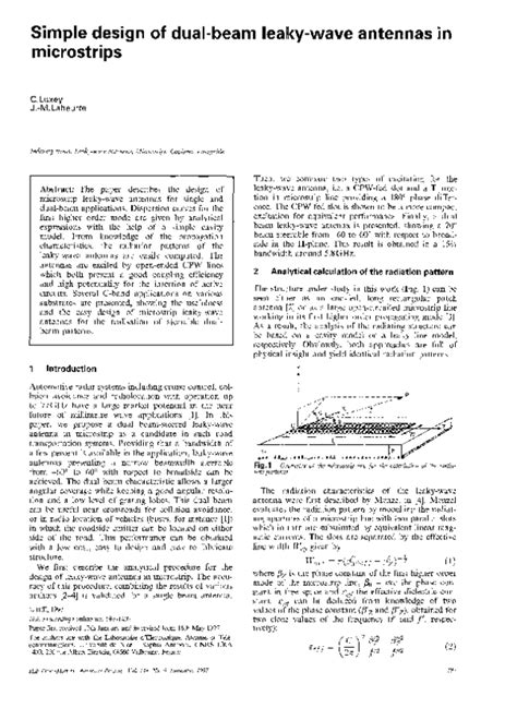 Pdf Simple Design Of Dual Beam Leaky Wave Antennas In Microstrips