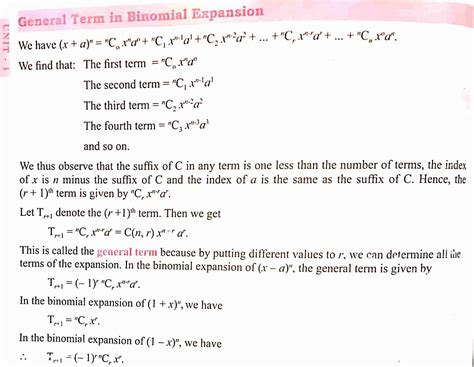 Binomial Theorem Class 12 Mathematics Complete Note Pdf Concept