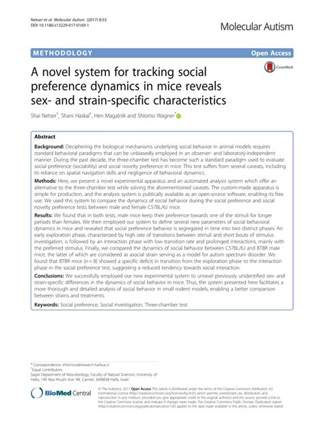 Pdf A Novel System For Tracking Social Preference Dynamics In Mice Reveals Sex And Strain