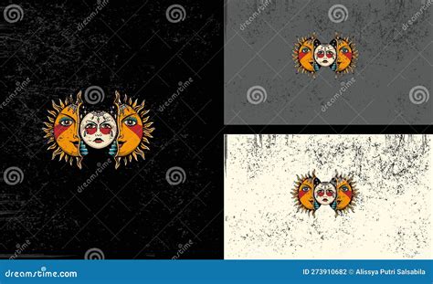 Vector Of Sun And Moon Faces In Three Unique Designs Stock Vector Illustration Of Orbit