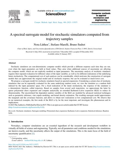 Pdf A Spectral Surrogate Model For Stochastic Simulators Computed