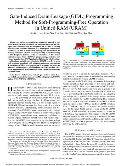 Pdf Gate Induced Drain Leakage Gidl Programming Method For Soft