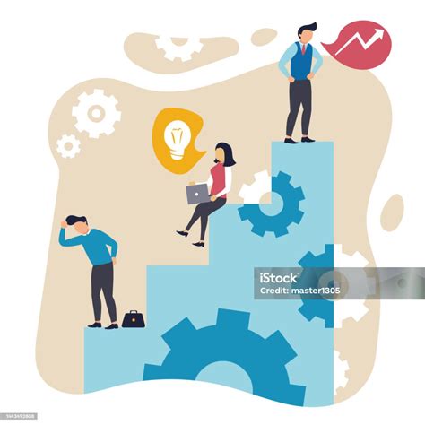 벡터 그림입니다 작업 과정에서 직원 사업가와 예술 디자인 비즈니스의 개념 경력 개발 파트너십 문제 해결 혁신적인 비즈니스 접근