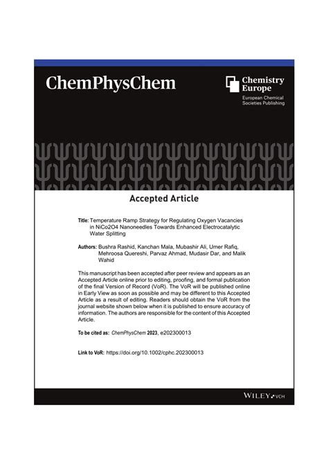 Pdf Temperature Ramp Strategy For Regulating Oxygen Vacancies In Nico2o4 Nanoneedles Towards