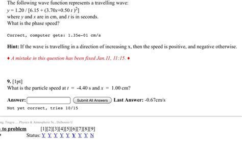Solved The Following Wave Function Represents A Travelling