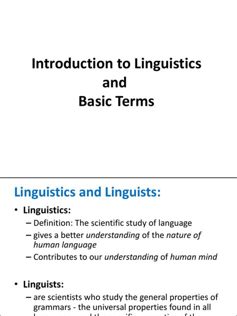 Linguistics Lecture 1 Pdf Linguistics Semantics