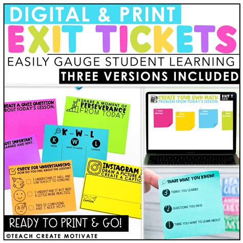 Quick And Easy Assessment With Exit Tickets Teach Create Motivate Quick And Easy Assessment With Exit Tickets Teach Create Motivate