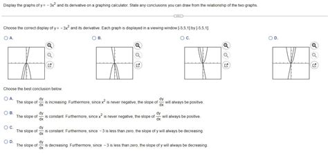 Solved Display The Graphs Of Y−3x2 And Its Derivative On A