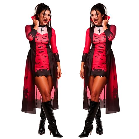 Fantasia Halloween Vestido Curto Vampira Adulto
