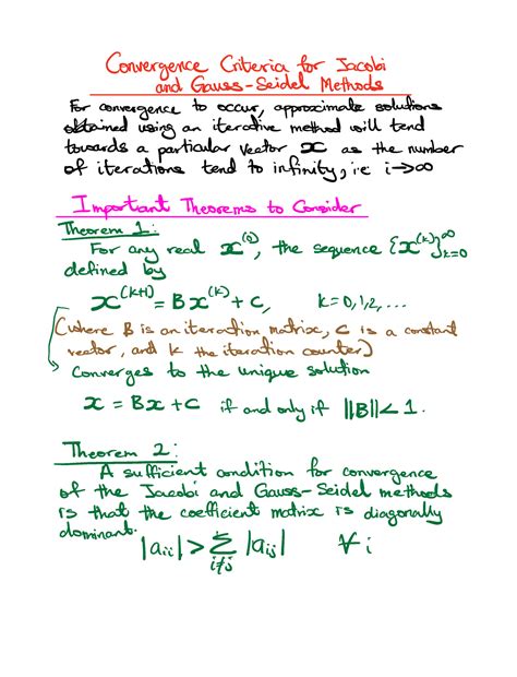 Iterative Methods Sor Convergence Criteria For Jacobi And Gauss