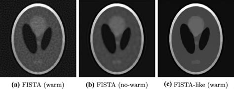 reconstructions provided by fista warm fista no warm fista like download scientific