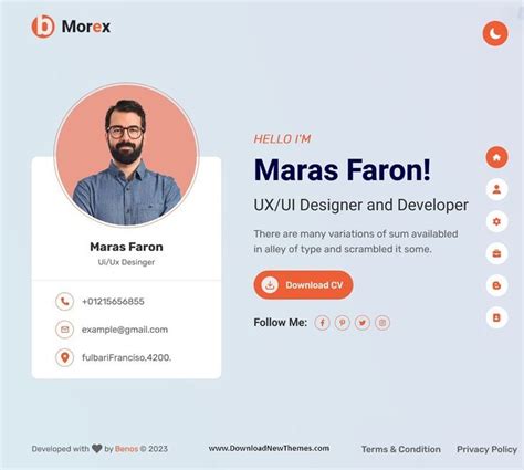 Morex Tailwind Css Personal Portfolio Template Portfolio Website