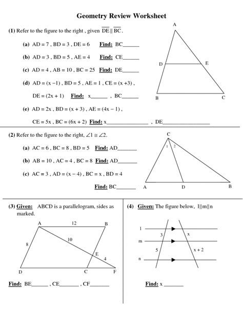Printable Geometry Worksheets