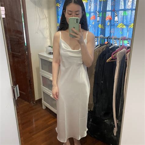 Ivory Maxi Silk Satin Dresscream Extra Full Length Slip Dress