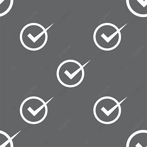 Vector Illustration Of A Checkbox Button With A Check Mark Icon On A Seamless Gray Background