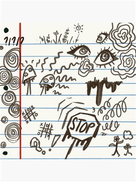 Cool Notebook Drawing Doodles Margins Sticker For Sale By Strawbsurprise Redbubble