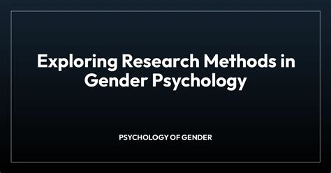 Psychology Of Gender Gender Studies