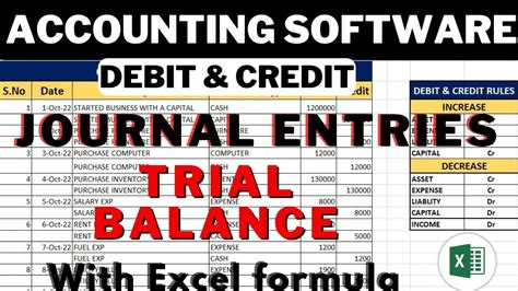 Fully Automatic Accounting Software In Excel Debit Credit Journal Entries Trial Balance Artofit