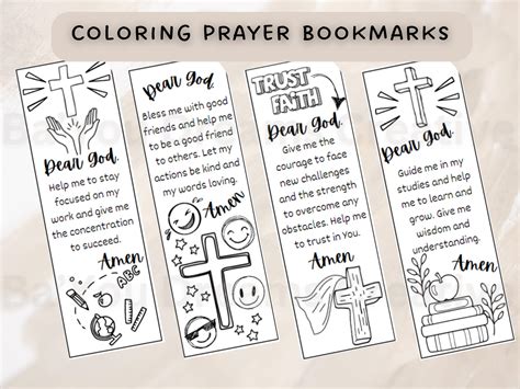 Printable Prayer Bookmarks To Color Bookmarks With Prayers For
