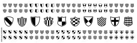 Protection Shield Vector Set Shields Of Various Shapes With Various Patterns Set Of Black And