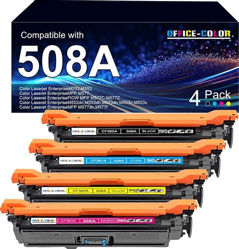 4 Pack Replacement For Hp 508a Toner Cartridges M553m552
