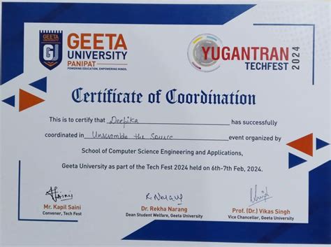 Techfest Innovation Techenthusiast Teamwork Certificateofexcellence Geetauniversity