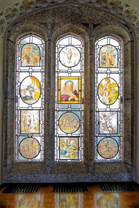 Stained Glass Window Inside Castle Of St Michael Mount Cornwall