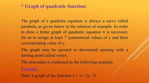 Graph Of Quadratic Function Ppt